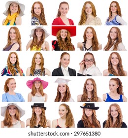 Collage Many Faces Same Model Stock Photo (Edit Now) 295660283