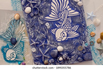 Collage Overlapping Elements Painted Blue Steampunk Stock Photo ...