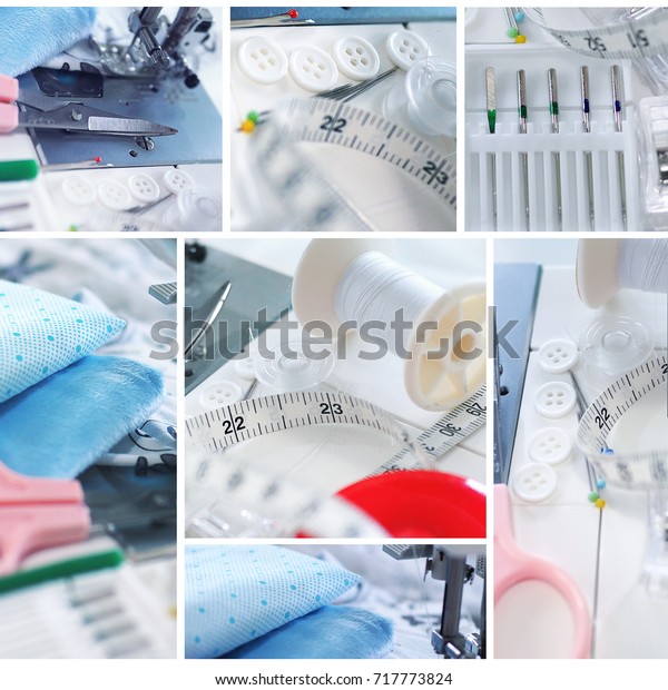 Collage Sewing Machine Sewing Items Stock Photo (Edit Now) 717773824