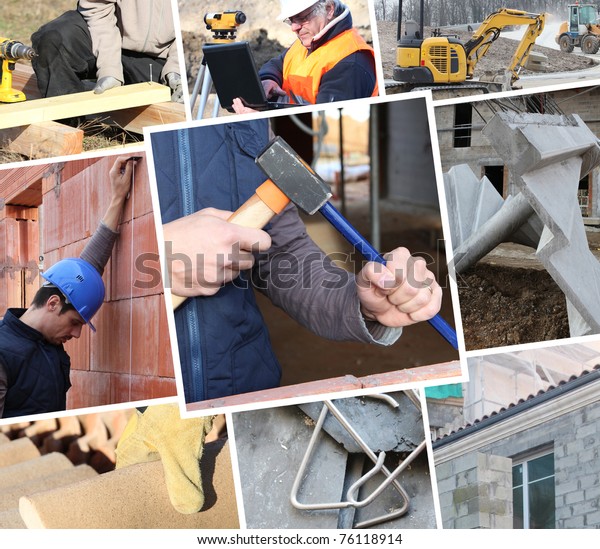 Collage Showing Construction Work Stock Photo (Edit Now) 76118914