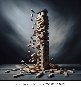 Collapsing Jenga Tower Very Unstable Jenga AI-generated image ...