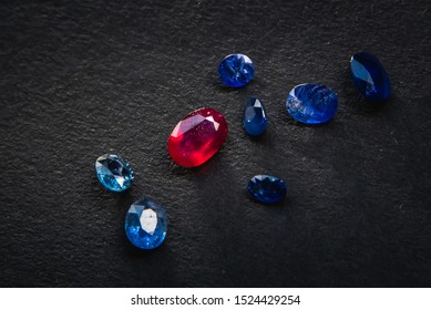 Collection Red Ruby Blue Sapphire Precious Stock Photo 1524429254 ...