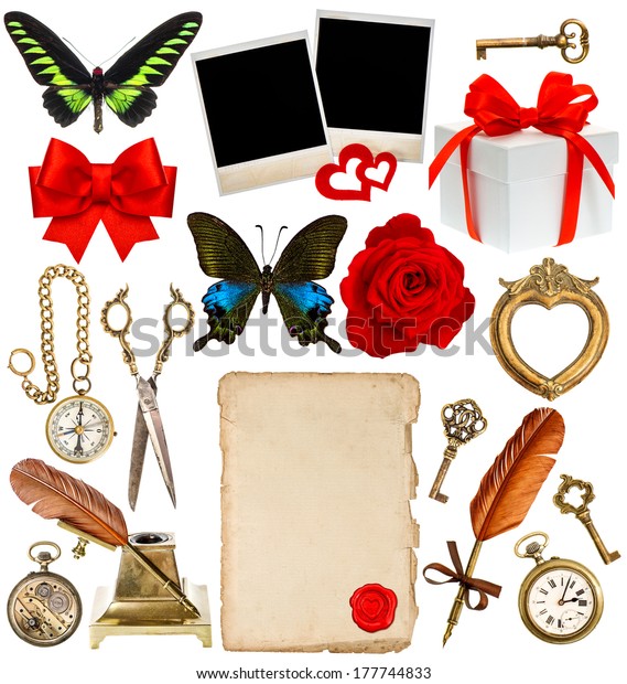 Collection Various Objects Scrapbook Paper Page Stock Photo 177744833 ...