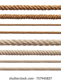 Collection Various Ropes String On White Stock Photo (Edit Now) 695419540