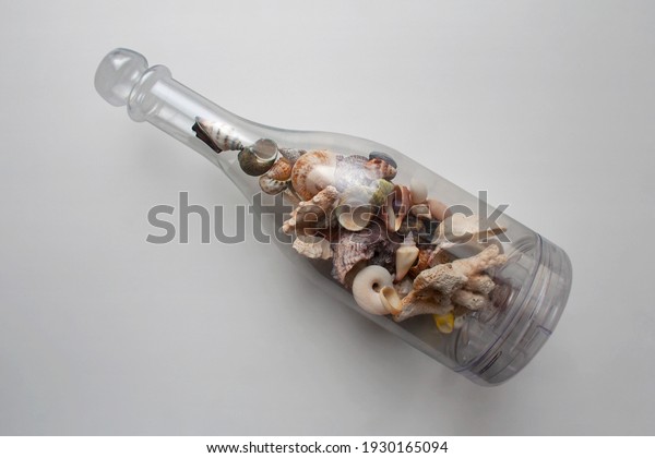 Collection Various Seashells Inside Bottle Container Stock Photo ...