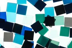 Grid square ceramic tile wall with colourful geometric shape and form ...