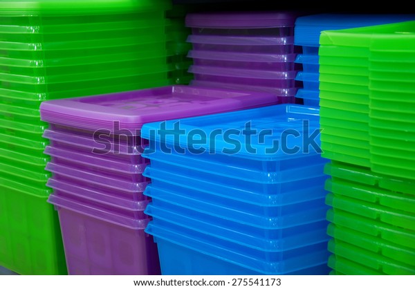 Colored Plastic Containers Stock Photo (Edit Now) 275541173