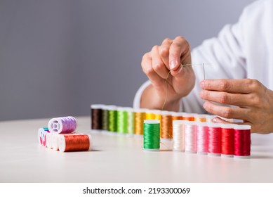 Colored Thread Threading Needle Dressmaker Atelier Stock Photo ...