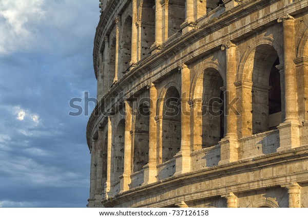 Colosseum Sunset Rome Architecture Reference Point Stock Photo ...