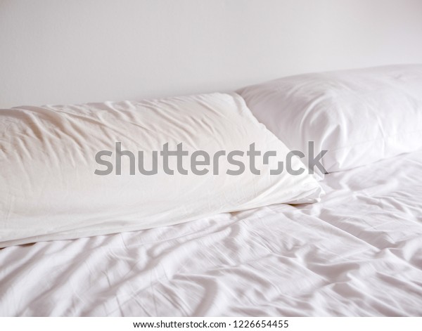 Comfortable Empty Bed White Clean Blankets Stock Photo 1226654455 ...