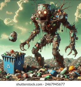 Garbage Monster Attacks Cyborg Landfill AI-generated image 2416894709 ...