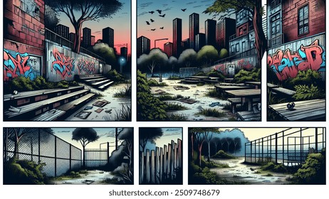 「Comic Book Page Multiple Panels Views」のAI生成画像、2509748847 | Shutterstock