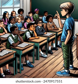 Cartoon Artistic Image Elementary School Classroom AI-generated image ...