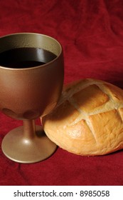 Communion Elements Close Over Red Background Stock Photo 8985058 ...