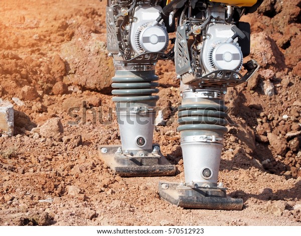 Compacting Soil House Foundation Using Compactor Stock Photo 570512923 ...