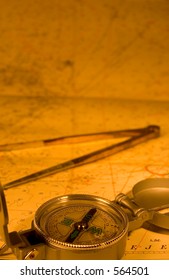 Compas Nautical Map Both Navigational Tools Stock Photo 564501 ...