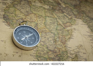 Old Compass On Vintage Map Adventure Stock Photo (Edit Now) 600126266