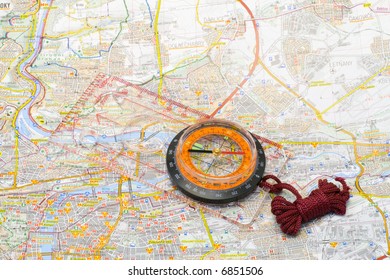 Compass Lying On Map Close Stock Photo 6851506 | Shutterstock