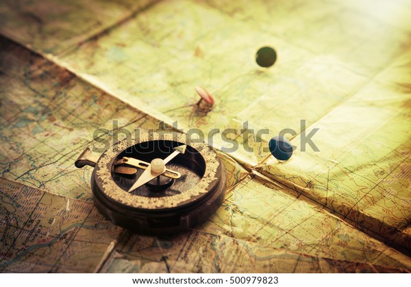 Compass Mark On Map Stock Photo 500979823 | Shutterstock
