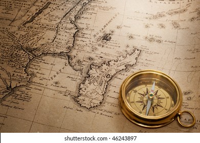 Old Compass On Vintage Map 18 Stock Photo (Edit Now) 60871762