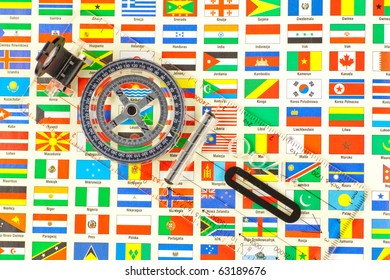 Compass On Flag Background Stock Photo 63189676 | Shutterstock