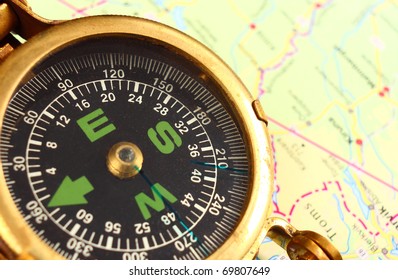 Compass On Map Stock Photo 69807649 | Shutterstock