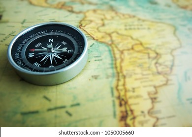 Compass Standing Vertically On Map Saint Stock Photo (Edit Now) 1901641825