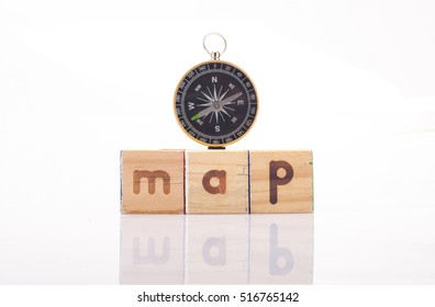 Compass On Map Wording Reflection Stock Photo 516765142 | Shutterstock