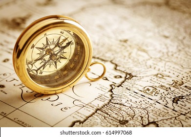 Old Compass On Vintage Map Retro Stock Photo 243859654 | Shutterstock