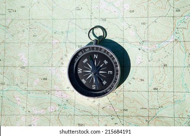 Compass Over Map Background Top View Stock Photo 215684191 | Shutterstock