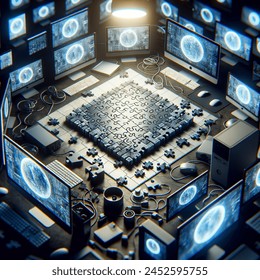 Futuristic Semiconductor Chips Intricate Circuit Patterns AI-generated ...