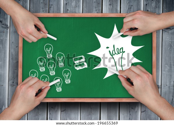 Composite Image Multiple Hands Drawing Brainstorm Stock Photo 196655369 ...
