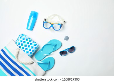 Composition Beach Objects On White Background Stock Photo 1108919303 ...