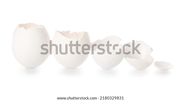 Composition Egg Shells On White Background Stock Photo 2180329831 ...