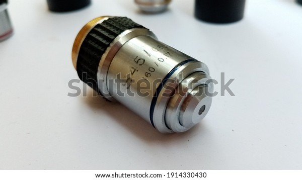 Compound Microscope Objective Lens Isolated Blue Stock Photo (Edit Now ...