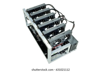 Computer Bitcoin Mining Isolated On White Stock Photo 631021112 ...