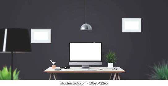 Computer Display Office Tools On Desk Stock Photo 1069042265 | Shutterstock