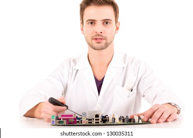 Computer Engineer Isolated Over White Background Stock Photo 130035311 ...