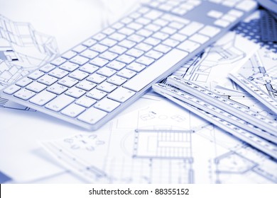 Computer Keyboard Samples Materials Architectural Plans Stock Photo ...