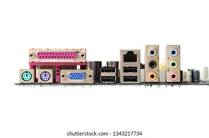 Computer Mainboard Back Panel Connector Isolated Stock Photo 1343217734 ...