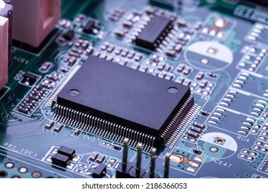 Computer Microchips On Electronic Circuit Board Stock Photo 2186366053 ...