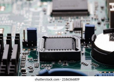 Computer Microchips On Electronic Circuit Board Stock Photo 2186366809 ...
