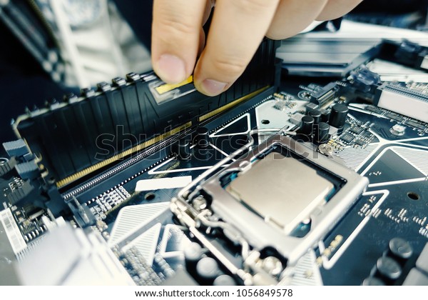 Computer Motherboard Processor Digital Science Technology Stock Photo ...