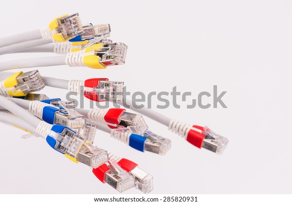 Computer Network Cables Over Grey Background Stock Photo 285820931 ...