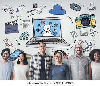 Computer Networking Technology Sharing Connecting Concept Stock Photo ...