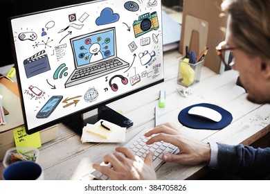 Computer Networking Technology Sharing Connecting Concept Stock Photo ...