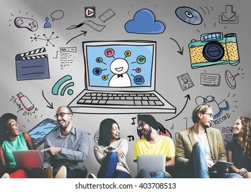 Computer Networking Technology Sharing Connecting Concept Stock Photo ...