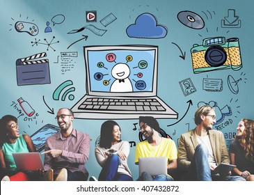 Computer Networking Technology Sharing Connecting Concept Stock Photo ...