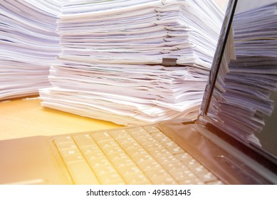 Computer Notebook Documents On Desk Stack Stock Photo 495831445 ...