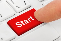LAUNCH Red button keyboard on laptop computer for Business and, a ...